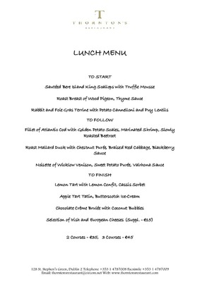 "Thornton's Restaurant Lunch Menu, 2013" by Thornton's Restaurant