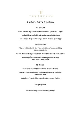 "Thornton's Restaurant : Pre-Theatre Menu" by Thornton's Restaurant