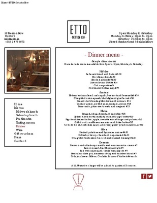 "Etto Merrion Row Dinner Menu 2017" by Etto