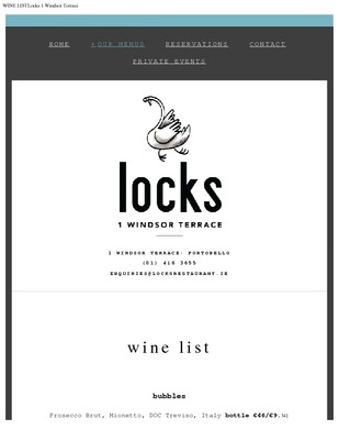 "Locks Restaurant Drinks Menu 2017" by locks