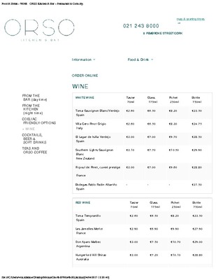 "Orso Wine List 2017" by Orso