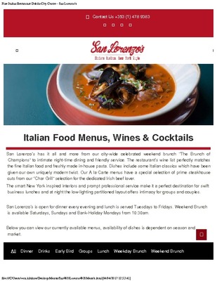 "San Lorenzo Menus 2017" by San Lorenzo