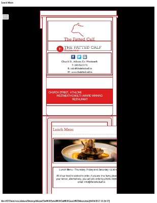 "The Fatted Calf Lunch Menu 2017" by The Fatted Calf