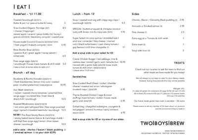 "Two Boys Brew Weekday Menu 2017" by Two Boys Brew