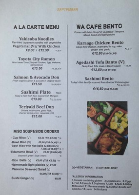 "Wa Cafe A La Carte Menu 2017" by Wa Cafe