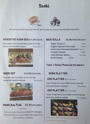 "Wa Cafe Sushi Menu 2017" by Wa Cafe