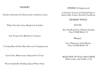 "Chez Hans Dessert Menu 2017" by Chez Hans