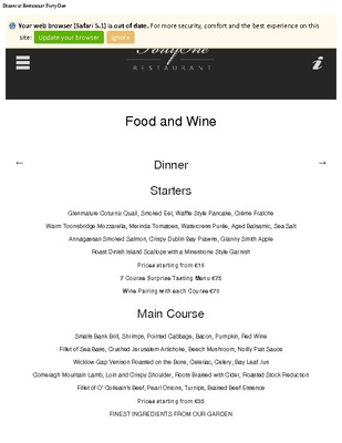 "Restaurant Forty One Dinner Menu 2017" by Restaurant Forty One