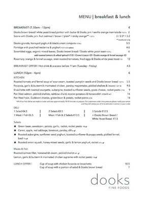 "Dooks Fine Food Menus 2020" by Dooks Fine Food