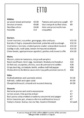 "Etto Restaurant Menus 2020" by Etto Restaurant