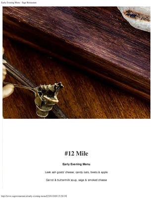 "Sage Restaurant Menu 2020" by Sage Restaurant
