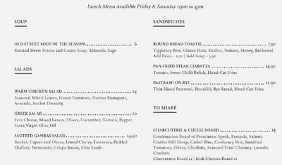 "Old Street Restaurant Menu 2020" by Old Street Restaurant